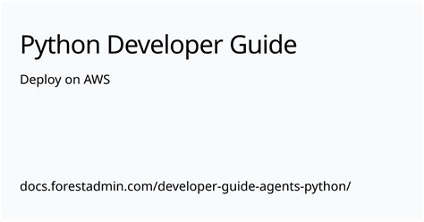 Deploy On Aws Python Developer Guide