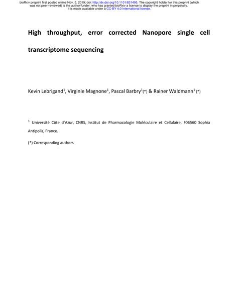Pdf High Throughput Error Corrected Nanopore Single Cell
