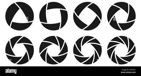 Camera Shutter Icons Set Camera Lens Diaphragm Collection Vector Illustration Eps 10 Stock