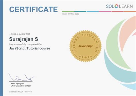 Surajrajan S On Linkedin Sololearn Javascript Certificate