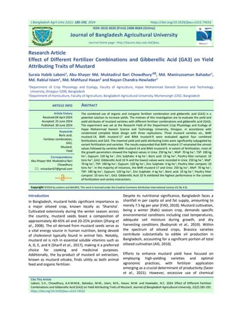 effect of different fertilizer combinations and gibberellic acid ga3