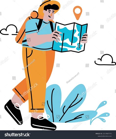 Man Searching Place Map Stock Vector Royalty Free 2217807771 Shutterstock