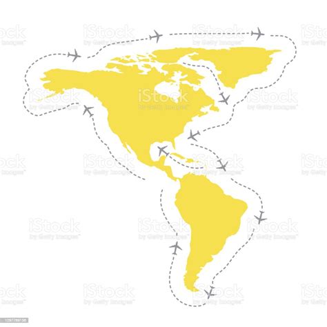 비행기는 회색과 노란색으로 미국의지도를 통해 비행 비행기 경로는 세계 항공 글로벌 물류 개념을 형성한다 현대 미니멀 한 스타일의 라인 아트 벡터 일러스트 Eps10 서비스에