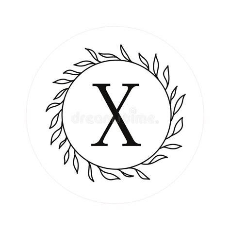 Letter X Initials With Round Floral Frames Vector Monogram Logo Cricut File Stock Vector