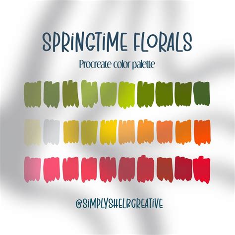 Procreate Color Palette Color Swatches Springtime Colors Spring Palette Florals IPad Coloring