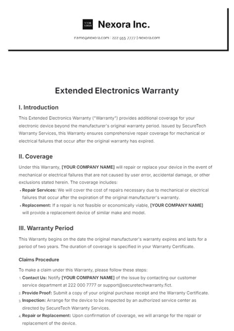 Free Warranty Templates To Edit Online Print