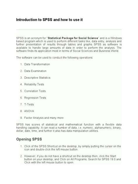 Introduction To Spss And How To Use It Pdf Spss Computer File