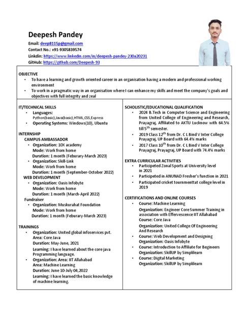 deepesh pandey cs b1 resume pdf bootstrap front end framework