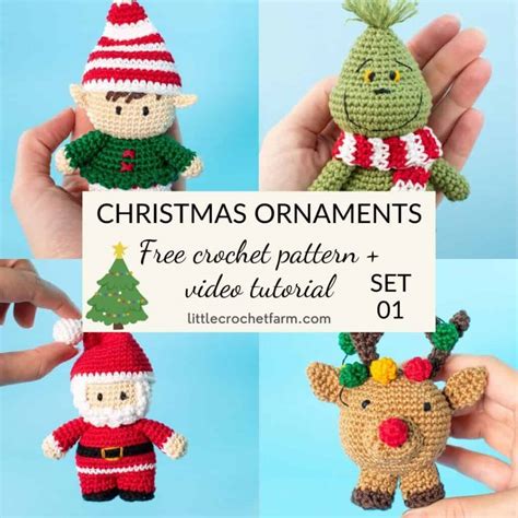 Crochet Christmas Ornaments Set 01 Free Pattern Little Crochet Farm