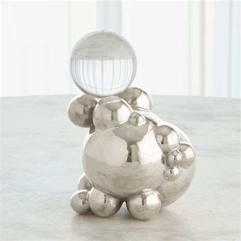 Large Bubble Orb Holder In Nickel With Crystal Sphere By Global Views