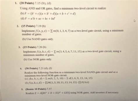 solved 1 20 points 7 15 b d using and and or gates