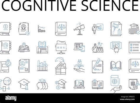 Cognitive Science Line Icons Collection Quantum Physics Social Psychology Linguistic Analysis