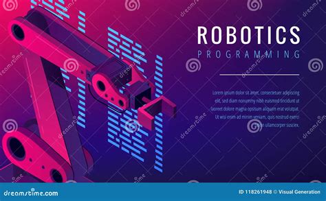 Isometric Automated Robot Arms And Conveyor Belt Wind Farm Solar Panels Cloud Big Data
