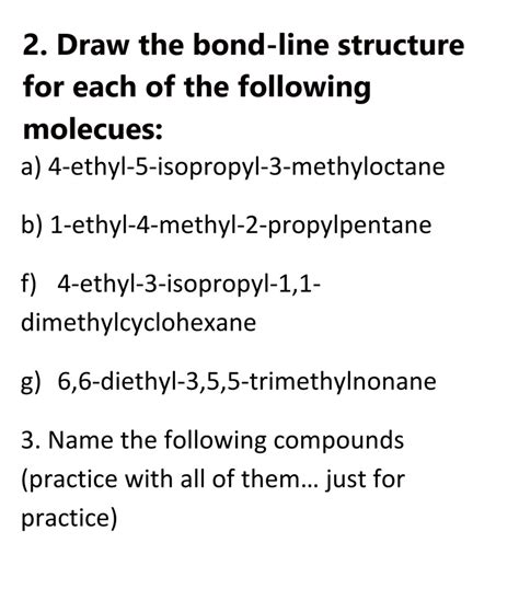 2 Draw The Bond Line Structure For Each Of The Following Molecuesa 4