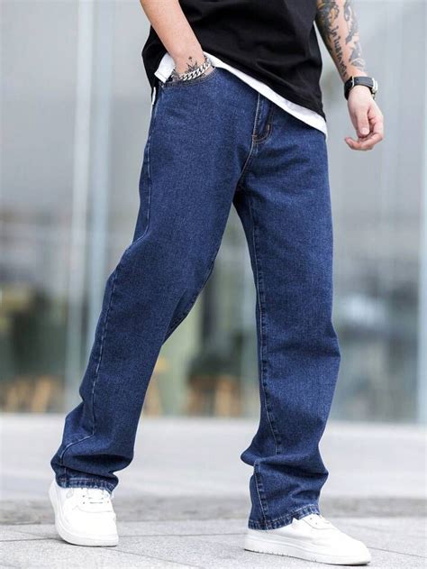 Manfinity Hypemode Homens Ganga Perna Larga Blue Jeans Outfit Men Jeans Outfit Men Mens Outfits