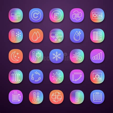 Air Conditioning App Icons Set Stock Vector Illustration Of Ionization Fresh 175562815