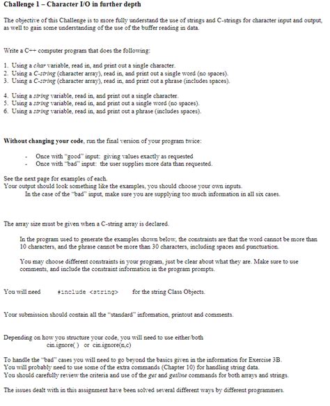 Solved Challenge 1 Character Io In Further Depth The