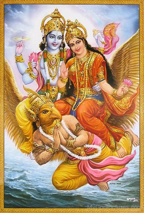 Lord Vishnu And Goddess Lakshmi Mount On Lord Garuda God Pictures