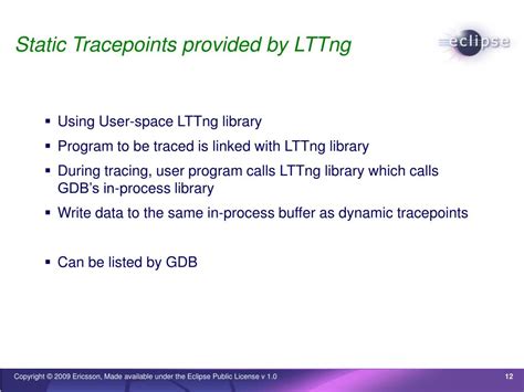 Ppt Dynamic And Static Tracepoints Using Eclipse Gdb And Lttng