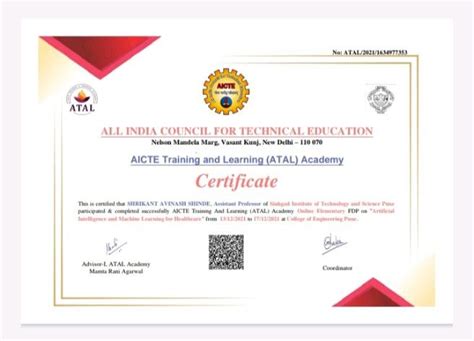 Shrikant Shinde On Linkedin Successfully Completed Aicte Training And