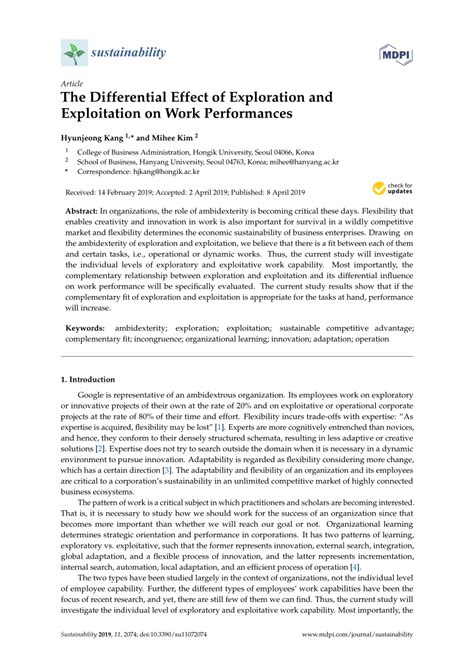 Pdf The Differential Effect Of Exploration And Exploitation On Work Performances
