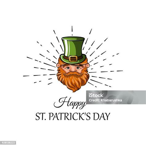 요정 아이 랜드 남자 머리 성 패 트 릭의의 날 디자인 만화 캐릭터 초상화 벡터 일러스트입니다 Ale에 대한 스톡 벡터 아트 및 기타 이미지 Istock