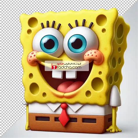 عکس Png رایگان شخصیت کارتونی باب اسفنجی خندان کد736