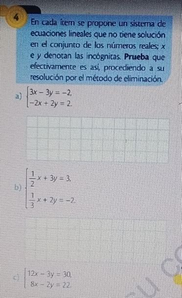 Solved 4 En Cada Item Se Propone Un Sistema De Ecuaciones Lineales Que