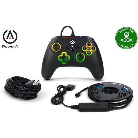 Powera Advantage Wired Controller For Xbox Series Xs With Lumectra Rgb Led Strip Black