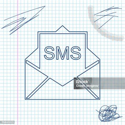 흰색 배경에 격리된 봉투 선 스케치 아이콘입니다 수신된 메시지 개념입니다 새로운 이메일 수신 메시지 Sms 메일 편 배송 서비스