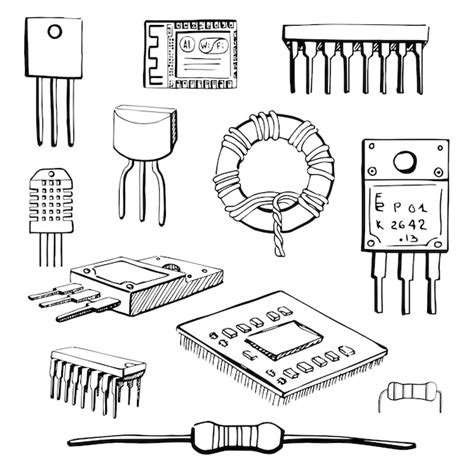 Premium Vector Set Of Electronic Components Transistor Inductor