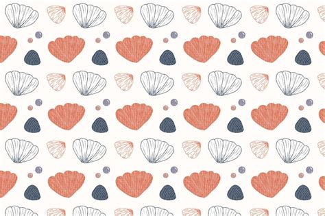 A Cute Hand Drawn Sea Shells Seamless Pattern Premium Vector