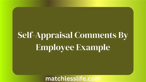 90 Assessment And Self Appraisal Comments By Employee Example
