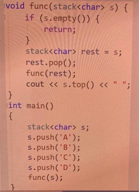 Solved Void Funcstacks If Sempty Return