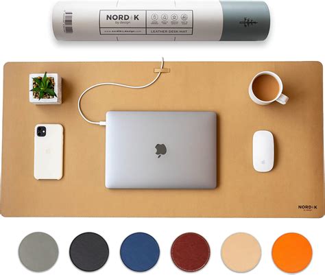 Nordik Leather Desk Mat Cable Organizer Champagne Beige 89 X 43 Cm
