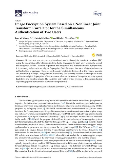 pdf image encryption system based on a nonlinear joint transform correlator for the