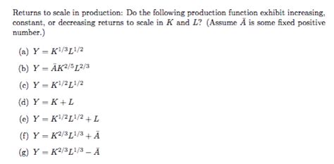 solved returns to scale in production do the following