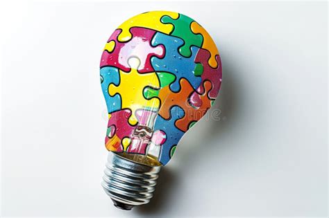 A Colorful Puzzle Piece Light Bulb Stock Image Image Of Idea Invention
