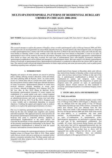 Pdf Multi Spatiotemporal Patterns Of Residential Burglary Crimes In Chicago 2006 2016