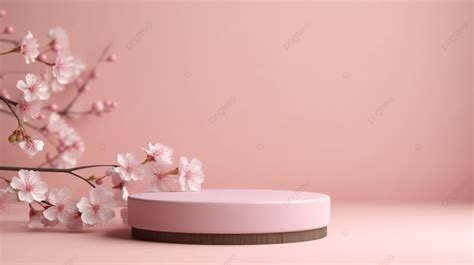 연단과 밝은 자연 분홍색 벚꽃 배경으로 강화된 3d 렌더링 제품 프리젠테이션 사쿠라 꽃 벚꽃 핑크 나무 배경 일러스트 및 사진 무료 다운로드 Pngtree