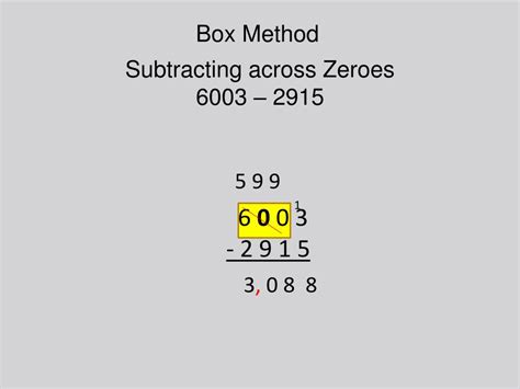 PPT Box Method Subtracting Across Zeroes PowerPoint Presentation Free Download ID 1784002