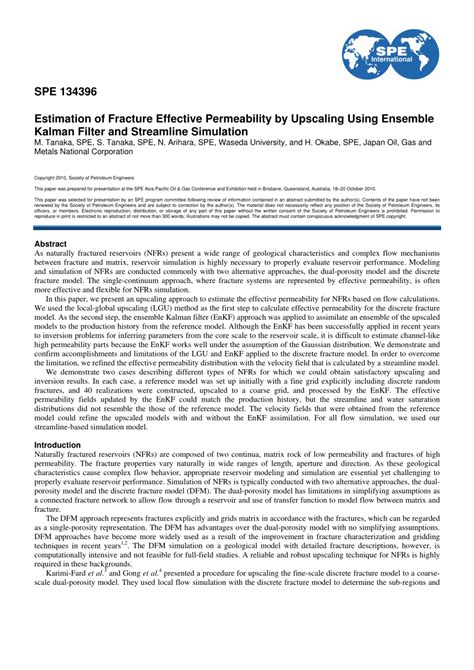 Pdf Estimation Of Fracture Effective Permeability By Upscaling Using Ensemble Kalman Filter
