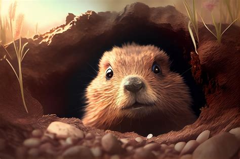 Premium Ai Image Illustration Of Gopher Emerging From The Burrow In