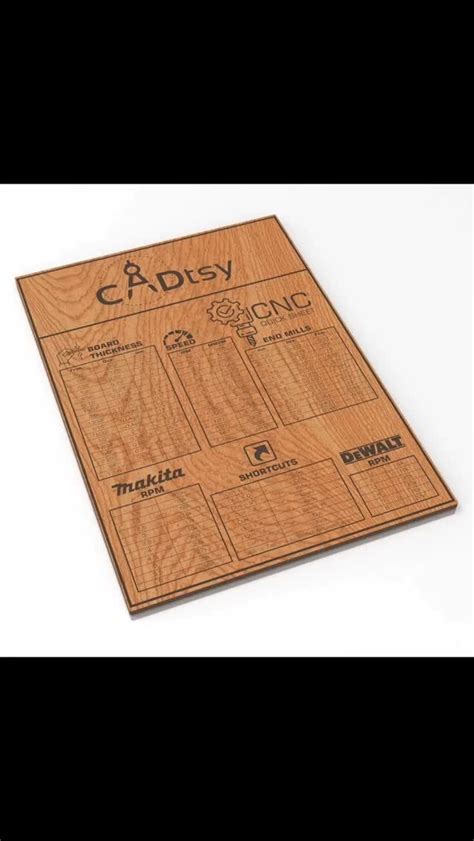 Quick Reference Chart Svg Laser Cut Files Dxf Cnc Router File Glowforge Onefinity Vcarve