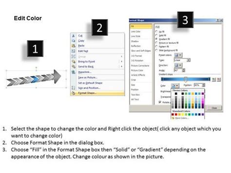 D Horizontal Demonstration Using Arrows Stages Free Schematic PowerPoint Slides