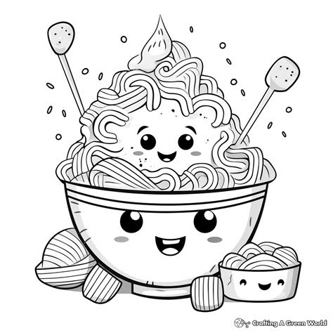 Noodles Coloring Pages Dinner Food Worksheet Noodle Spaghetti Week