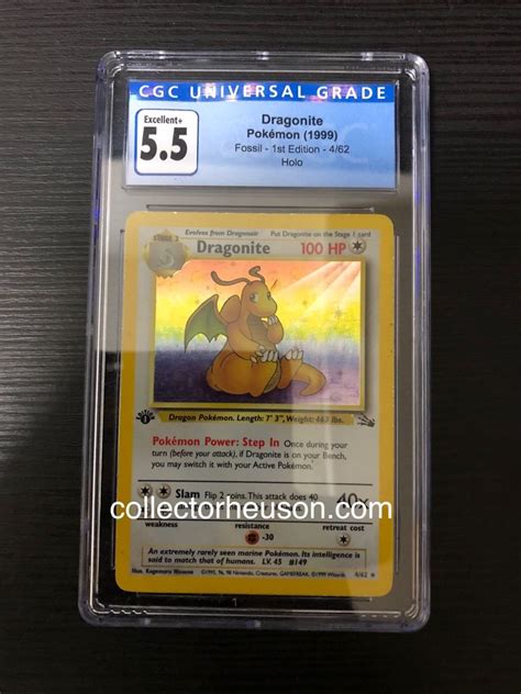 Dragonite 1st Edition Holo Fossil Cgc 55 Collector Heuson