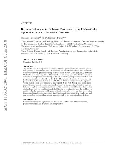 Pdf Bayesian Inference For Diffusion Processes Using Higher Order