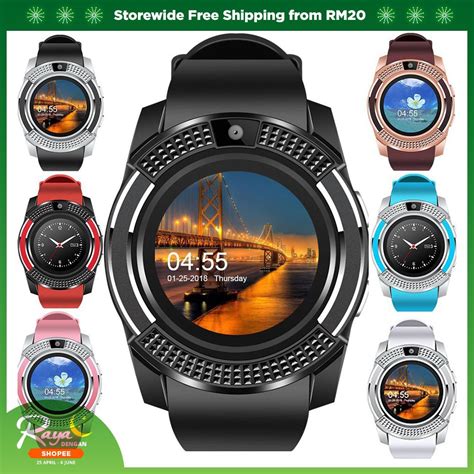 Ready Stock V8 Smart Watch Bluetooth Sport Watch Android Support TF SIM Card Smartwatch