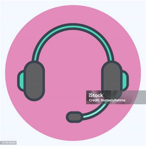 아이콘 헤드폰 컴퓨터 구성 요소 기호에 적합합니다 컬러 메이트 스타일 편집 가능한 간단한 디자인 디자인 템플릿 벡터 간단한 그림